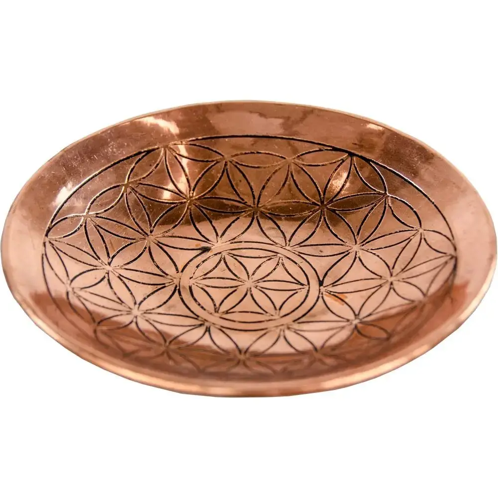 Copper Flower of Life Engraved Plate | Sacred Geometry